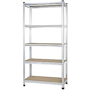 Amazon Basics Medium Duty Storage Shelving Double Post Press Board 5 tier Shelf, Aluminum, 36 x 18 x 72
