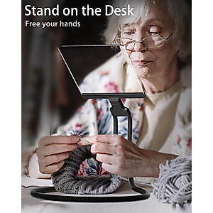 Magnifying Glass for Reading Hands Free, 5X Magnifier with 5.3''x 8.7'' Full Page View, Loupe for Seniors, Low Vision Macular Degeneration for Cross Stitch, Needlepoint, Inspection, Small Fonts