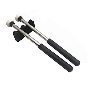 TUOREN 1 Pair Tongue Drum Mallets with Bracket Handpan Drum Sticks Rubber Mallet Percussion Instrument Accessory (Type B)