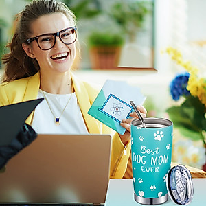 Zubebe Dog Lovers Gifts for Women Dog Skinny Tumbler with Lid and Straw Coffee Tumbler for Women 20oz Coffee Mug for Birthday Mother's Day Christmas Travel Gifts