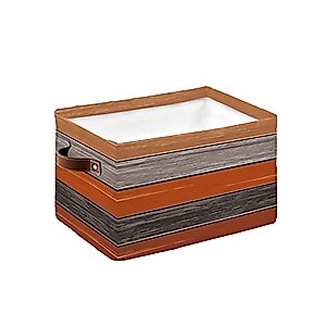 ARTtikke Storage Bins Clothes Organizer Farmhouse Rustic Barn Door Burnt Orange Grey Storage Cubes Bin with Handles,Foldable Storage Boxes for Closet,Storage Basket for Organizing Shelves