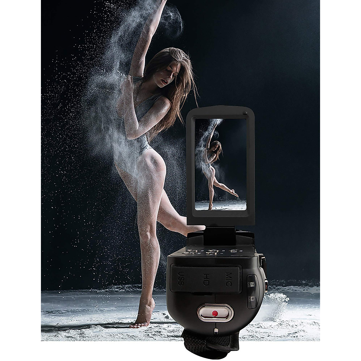 BAIZE Video Camera Camcorder 4K Digital Camera 48MP 16X Digital Zoom 3.0 Inch LCD 270 Degrees Rotatable Screen for Selfie Pause Function with External Microphone (Two Batteries and 32GB SD Card)