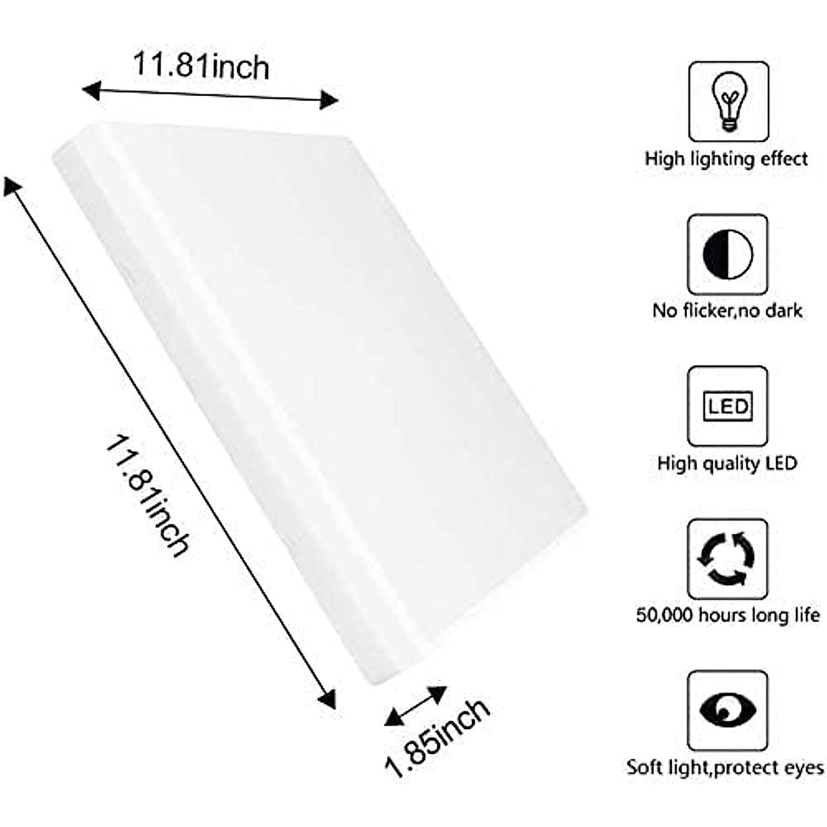 OOWOLF 25W 5000K LED Flush Mount Ceiling Light Fixture Ultra Slim, 12inch Waterproof Bathroom Square LED Ceiling Lamp Fixture Without Flicker, 85Ra+ Daylight White for Kitchen Bedroom Hallway Office