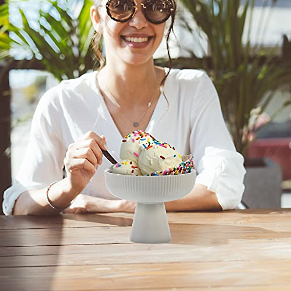 DOITOOL Snack Bowl Footed Dessert Cups Ice Cream Cup Ceramic Sundae Bowls Serving Bowls Dish for Appetizer Parfait Fruit Salad Pudding Snack Ice Cream Bowl