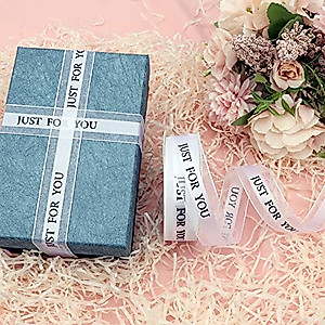 2 Rolls White Red Chiffon Ribbon, Printed Just for You Ribbon for Gift Wrapping, Wedding, Valentines Day, 22 Yards Organza Ribbon for DIY Crafts, Easter Decor