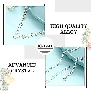 Yean Bride Silver Bridal Necklace Earrings Set Crystal Wedding Jewelry Set Rhinestone Choker Necklace for Women (A-Silver)