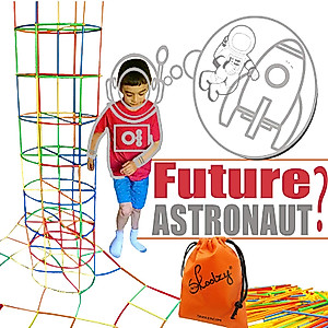 Skoolzy STEM Toys Connecting Straws Building 200 Piece Kit - Tinker Toys Fine Motor Skills Interlocking Engineering Builder Set Preschool Activity Building Toys Ages 3+ Includes Bag and eBook