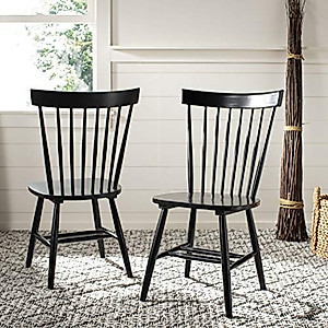 Safavieh American Homes Collection Parker Country Farmhouse Wood Black Spindle Side Chair (Set of 2)
