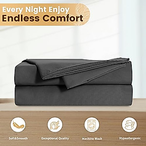 Bedlifes Full Size Sheet Sets- Cooling Sheets-Ultra Soft-Silky-Breathable-Deep Pocket- 1800 Series Bedding Set Microfiber Bed Sheets Full Size Dark Grey 4 Pieces