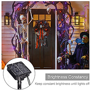kemooie 2 Pack Total 200 LED Solar Halloween Lights, 8 Twinkle Modes Upgraded Solar Powered Fairy Lights, for Outdoor, Garden, Balcony Party Halloween Decorations (Purple and Orange)