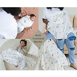 Leyl&Ari Muslin Swaddle Blanket | Floral Baby Wrap | Gender Neutral Newborn Essentials (Blue Bells)
