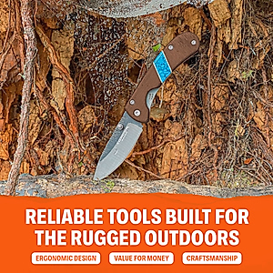 Condor Tool & Knife Blue River Hunter Folder | Hunting Knife | Pocket Knife with a Walnut and Reconstituted Turquoise Stone Handle | Stainless Steel Folding Knife | 3.02in Blade | 5.5oz (3.5mm Thick)