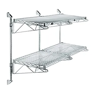 Quantum Storage Systems WC34-CB1872BK Cantilever Double Shelf Post Wall Mount, Carbon Steel, Epoxy Coated, Black, NSF