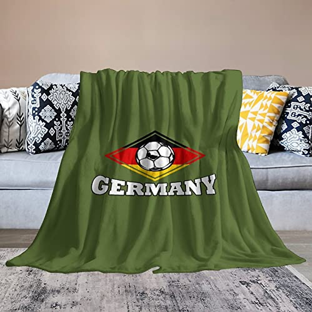 Germany Soccer Soccer Football Throw Blanket for Couch Bed Flannel Lap Blanket Lightweight Cozy Plush Blanket for All Seasons 50"x70"