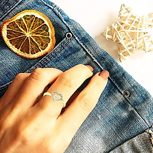 U-M Heart Shaped Rings for Women Cubic Zirconia Fashion Double Love Heart Openwork Ring Cz Statement Engagement Wedding Band Fine Jewelry Gifts for Her Practical Design