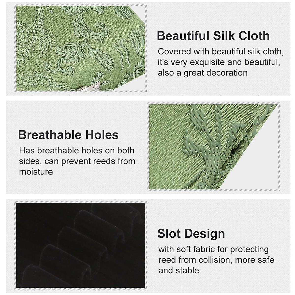 Oboe Reed Case,Protect Against Moisture Wooden + Silk Cloth Cover Reed Case Holder Storage Box for 6pcs Oboe Reeds Maple Wooden (Green)