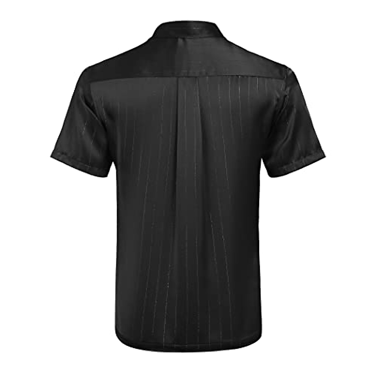 COOFANDY Men's Silk Short Sleeve Dress Shirts Casual Satin Button Up Shirts with Pocket Party Prom Wedding Black