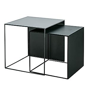 Articles for daily use Nesting Coffee Table, Industrial Stacking end Table, Modern Bedroom Table 2 Piece Set, Sturdy Metal Legs Modern Furniture, Vintage Accent Table