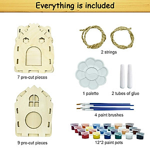 Icoodus Large Bird House Kits for Children to Build, Art Craft Wood Toys Birdhouse Kits for Kids 8-12 4-8, Make Your Own Birdhouse, Include Paints & Brushes, Wooden Arts for Girls Boys