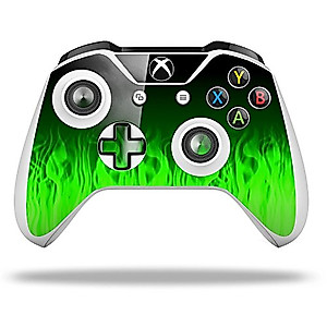 WraptorSkinz Decal Vinyl Skin Wrap compatible with XBOX One S / X Controller - Fire Green (CONTROLLER NOT INCLUDED)