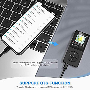 AGPTEK A02 8GB MP3 Player, 70 Hours Playback Lossless Sound Music Player, Supports up to 128GB, Black