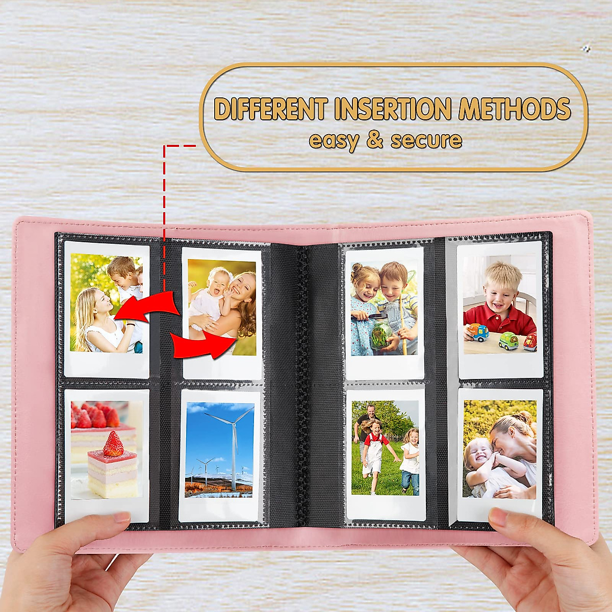 288 Vertical Photos for Instax Mini Photo Album, Front Window, Book Album 2x3 for Fujifilm Instax Mini Film 11 9 8 40, Polaroid 300, HP Sprocket, K-pop Photocards (Pink)