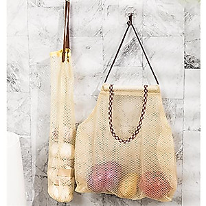 Reusable Grocery Bags Veggies Fruits Holder Counter Space Saver Net Storage Pouch for Onion Potato Garlic Pack 2