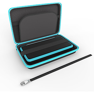 amCase Hard Carrying Case Compatible with Nintendo 2DS XL with 8 Game Cartridge Holders with Zipper Protective Travel Case (Black)