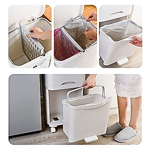 jxgzyy 3 Tiers Kitchen Garbage Sorting Trash Cans 16.54x11x33.07" Trash and Recycling Combo Dry and Wet Separation Can Classification Trash Bin Kitchen Plastic Garbage Can Dual Trash Can Recycle