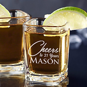 My Personal Memories, Custom Etched Happy 30th 40th 50th 60th Birthday Champagne Flute, Wine, Stemless, Pilsner Beer, Shot Glass (2 oz Square Shot Glass)