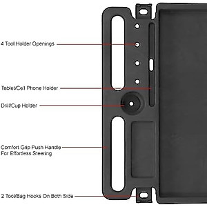 Global Industrial Industrial Service & Utility Cart, Plastic 2 Flat Black Shelf, 44” x 25-1/2”, 5" Rubber Casters