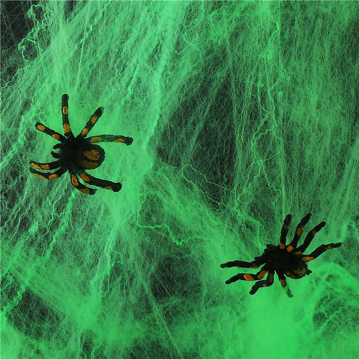 DECORA Halloween Party Favors 3 Pack Spider Webs & Webbing Stretchy Cobwebs for Indoor/Outdoor Decoration(25 grams/Green)