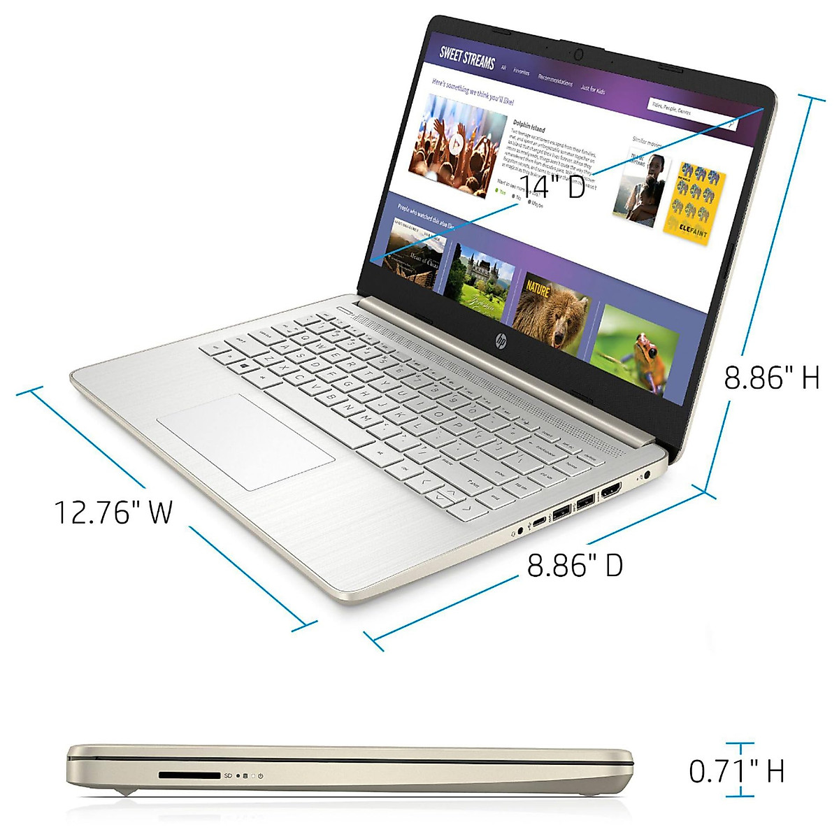 2021 HP 14" FHD Display Laptop Computer, 10th Gen Intel Core i3-1005G1 Processor, 8GB RAM, 512GB PCIe SSD, Backlit Keyboard, HD Webcam, HD Audio, HDMI, Windows 10 S, Silver, 32GB Snow Bell USB Card