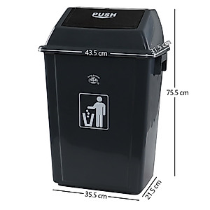 Ortodayes 4-Pack 16 Gollon Large Garbage Cans with Lids, Plastic Outdoor Trash Bin, Grey