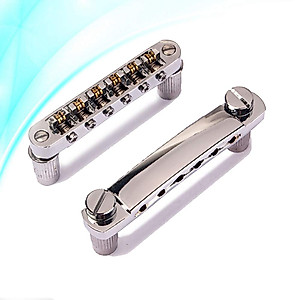 Chrome Roller Saddle Tailpiece Chrome for LP SG Style Electric Guitar Replacement Parts (Silver)