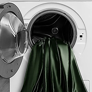 NSGZ 4 Pieces Satin Sheets Full, Silky Satin Sheet Sets with 1 Fitted Sheet, 1 Flat Sheet and 2 Pillowcases, Cooling Bed Sheet, Extra Soft Satin Fitted Sheet, Dark Green