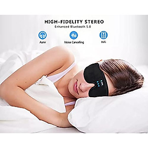 Q5Q6 Sleep Headphones, 3D Bluetooth Sleep Mask, Wireless Sleeping Headphones for Side Sleepers, Sleep Mask with Bluetooth Headphones Insomnia Travel Nap Gifts Men Women