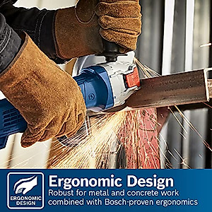 Bosch GWX10-45PE 4-1/2 In. X-LOCK Ergonomic Angle Grinder with Paddle Switch with Bosch FDX2745080 4-1/2 In. X-LOCK Arbor Type 27 80 Grit Flap Disc