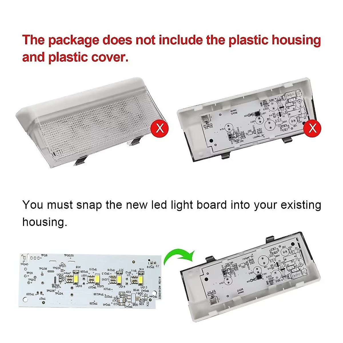 GRABOTE Refrigerator Lights Board, 1Pcs W10515058 LED Driver + 2Pcs W10515057 for Kenmore 10641153211 Refrigerator