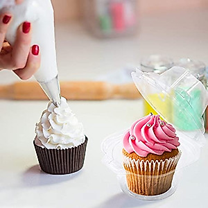 NPLUX 100 Pack Individual Cupcake Containers Plastic Cupcake Boxes Cupcake Holders Stackable Deep Dome Cupcake Carrier