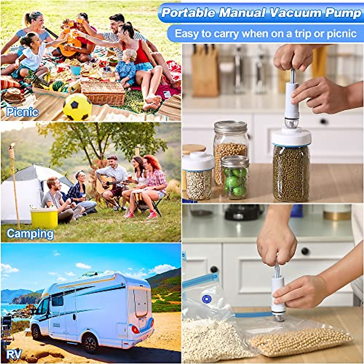 Dreyoo Jar Sealer and Accessory Hose Compatible with Foodsaver Vacuum Sealer, Vacuum Sealer Kit for Wide and Regular Mouth Canning Jars, with a Manual Portable Vacuum Pump and a Bottle Opener