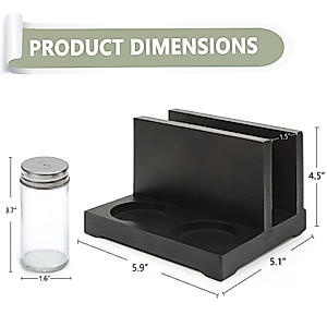 AKKO Rustic Napkin Holder with Salt and Pepper Shakers, Wooden Napkin Holder for Table with 2 Spice Bottles, Perfect for Dining Table, Kitchen, Restaurant