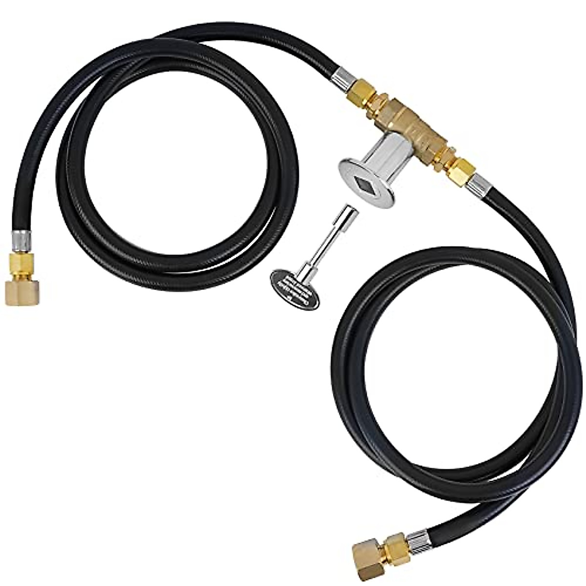 Skyflame Natural Gas Connection Hose, Complete NG Fire Pit Installation Kit from Burner to Natural Gas, Includes 1/2" Control Valve Key Set, 2 PCS 60" Connect Hoses