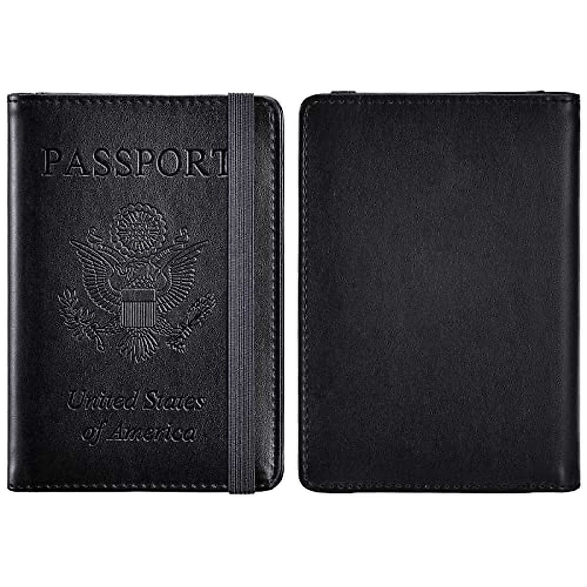 HerriaT Passport and Vaccine Card Holder Combo,Cover Case with CDC Vaccination Card Slot, Leather Travel Documents Organizer Protector, with RFID Blocking, for Women and Men