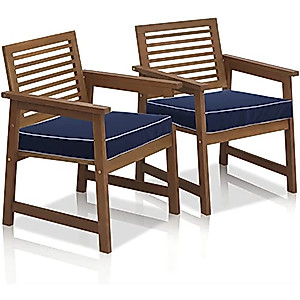 Blytieor Patio Chair Cushion Set of 2, Square Corner Outdoor Seat Cushions 18 x 16 for Patio Furniture, Water Resistant Outdoor Garden Cushion, Navy Blue