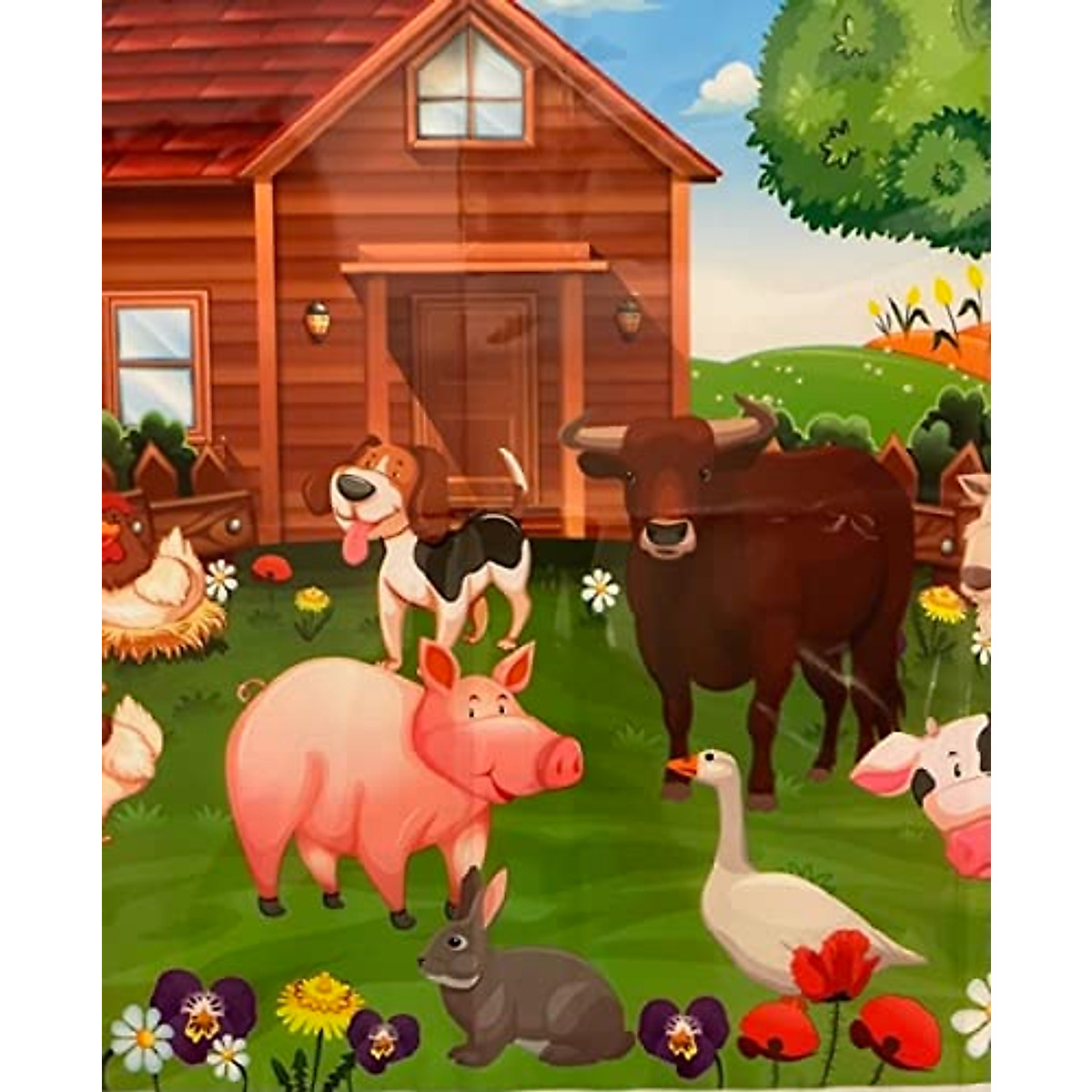 Kadazzel Disposable Place Mats, 40 Fun Farm Animal Disposable Sanitary Baby Toddler Sticky Mat