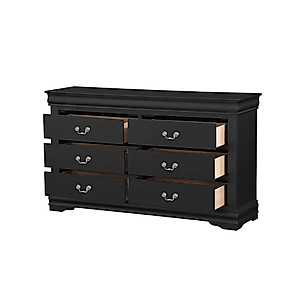 Acme Louis Philippe III Wooden 6-Drawer Dresser in Black