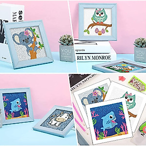 MVVMTOP 16 Pack Diamond Painting Kit for Beginner Gem Art Kits Paint by Number Holiday Crafts Supplies Gifts for Wall ，Tabletop(6''X6'',Cute Mini Animal)