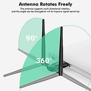 Wireless USB WiFi Adapter 1200Mbps, XDO Dual Band OFDM 2.4GHz/300Mbps 5GHz/867Mbps,802.11 ac/a/b/g/n, High Gain Dual 5dBi Antennas Network USB 3.0 for Desktop PC with Windows XP/Vista/7/8/10/11/Mac OS