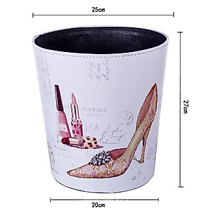 Lingxuinfo Scakbyer European Style Retro Leather Trash Can Trash Bin Waste Paper Basket Wastebasket Garbage Can Without Lid (Lipstick High Heels)